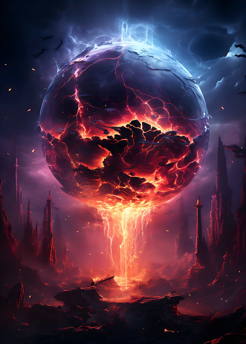 'Anime Earth Destruction' Poster, picture, metal print, paint by ...