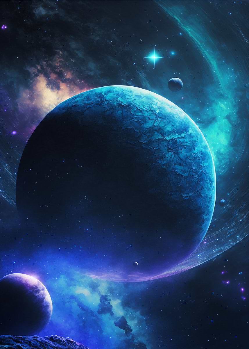 'Huge Blue Planet' Poster, picture, metal print, paint by Cybronauts ...