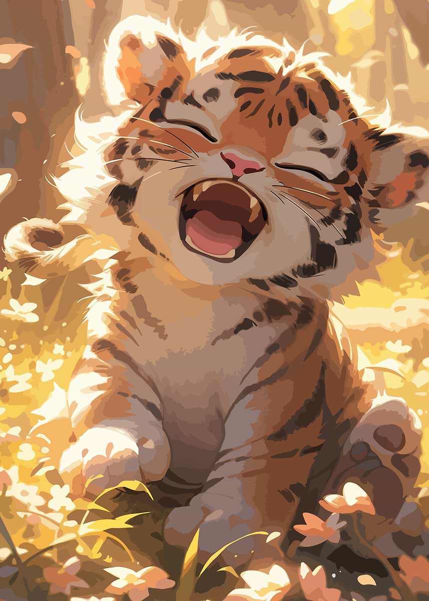 'Cute tiger' Poster, picture, metal print, paint by Samuel Justin ...