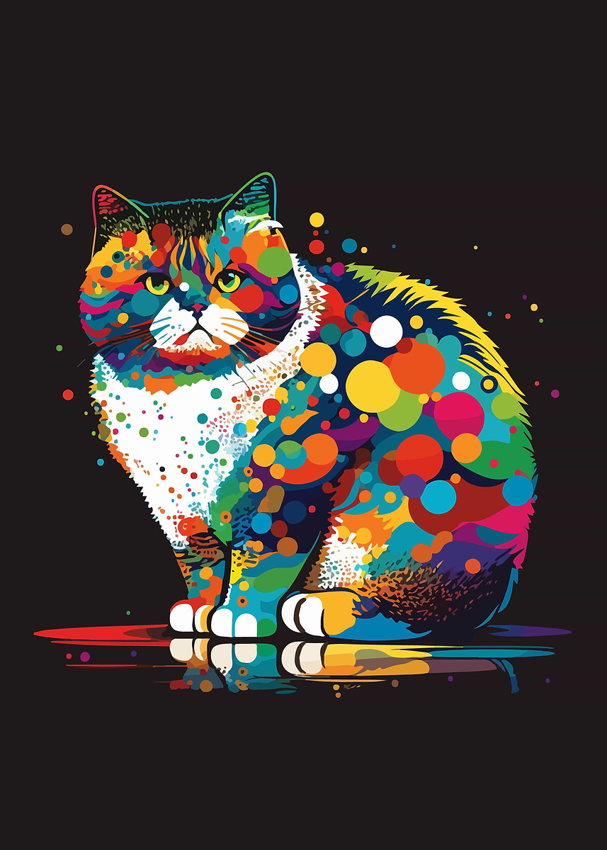 'Animal Fat Cat' Poster, picture, metal print, paint by Evani Cholson ...