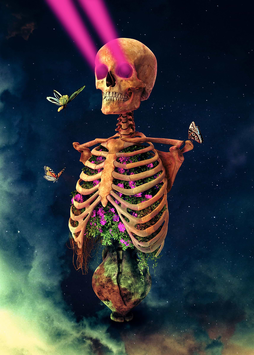 'Skeleton ' Poster, picture, metal print, paint by baki boquecosa ...