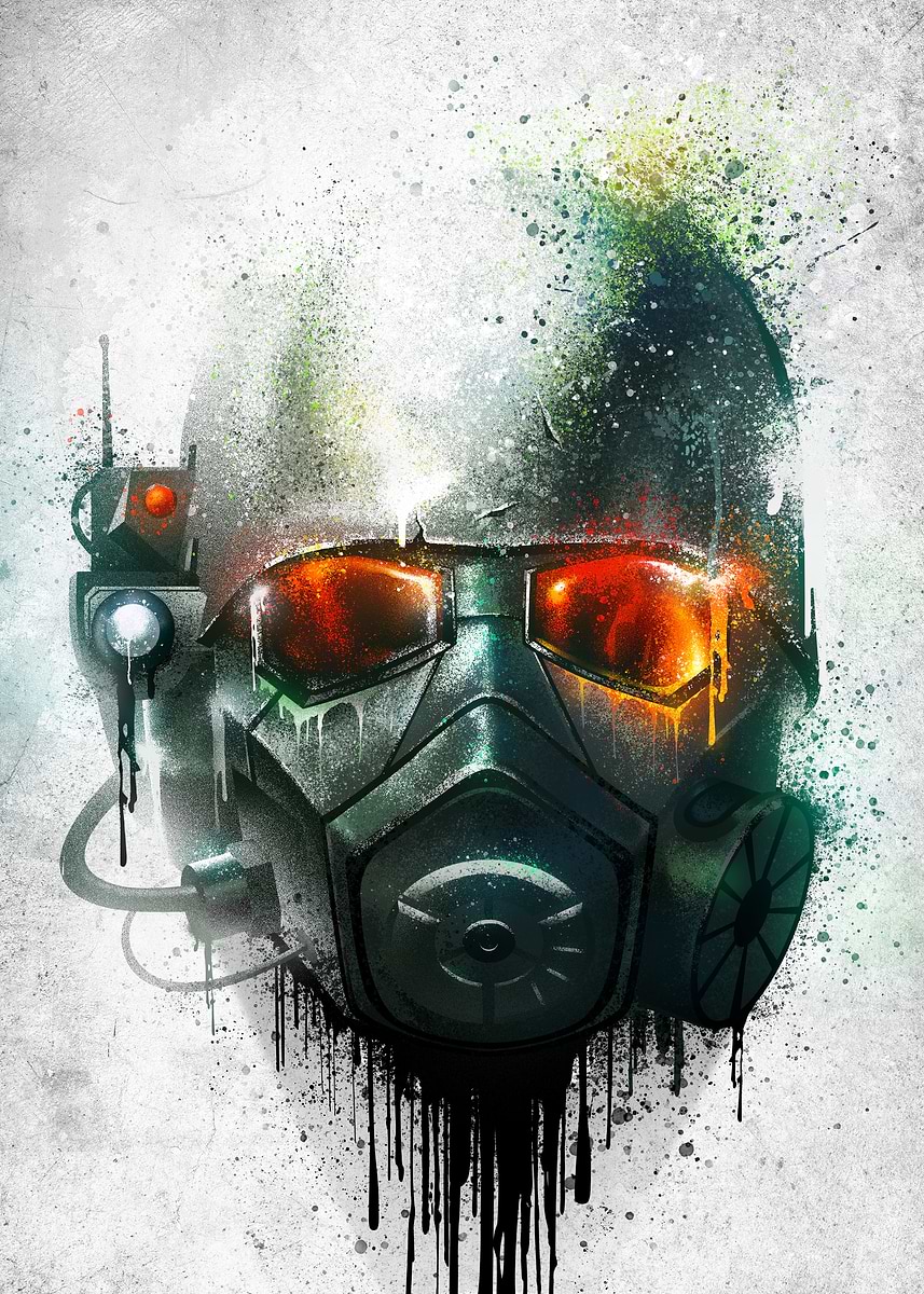 'Fallout: Courier Helmet Graffiti' Poster, picture, metal print, paint ...
