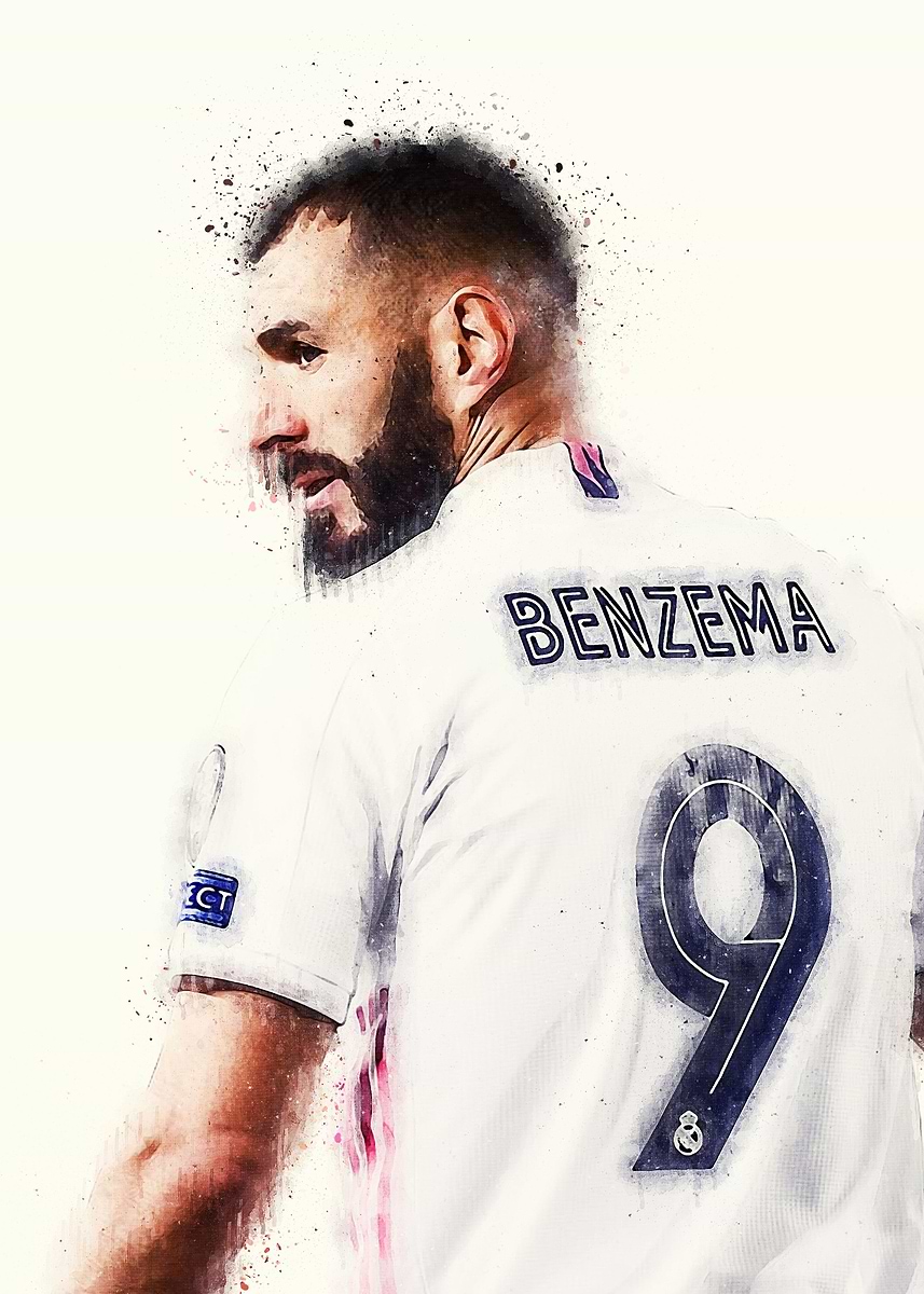 'Karim Benzema Portrait' Poster, picture, metal print, paint by ...