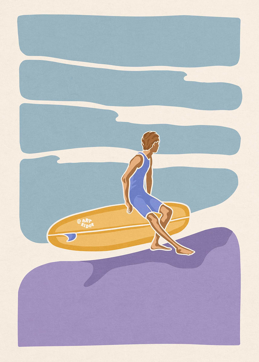 'Surf boy longboard' Poster, picture, metal print, paint by Franck ...