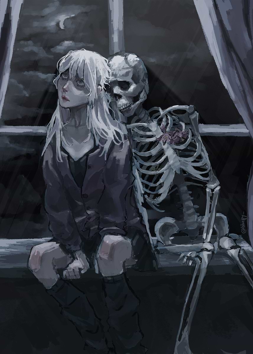 'Sad Girl Skeleton' Poster, picture, metal print, paint by Bluepy ...