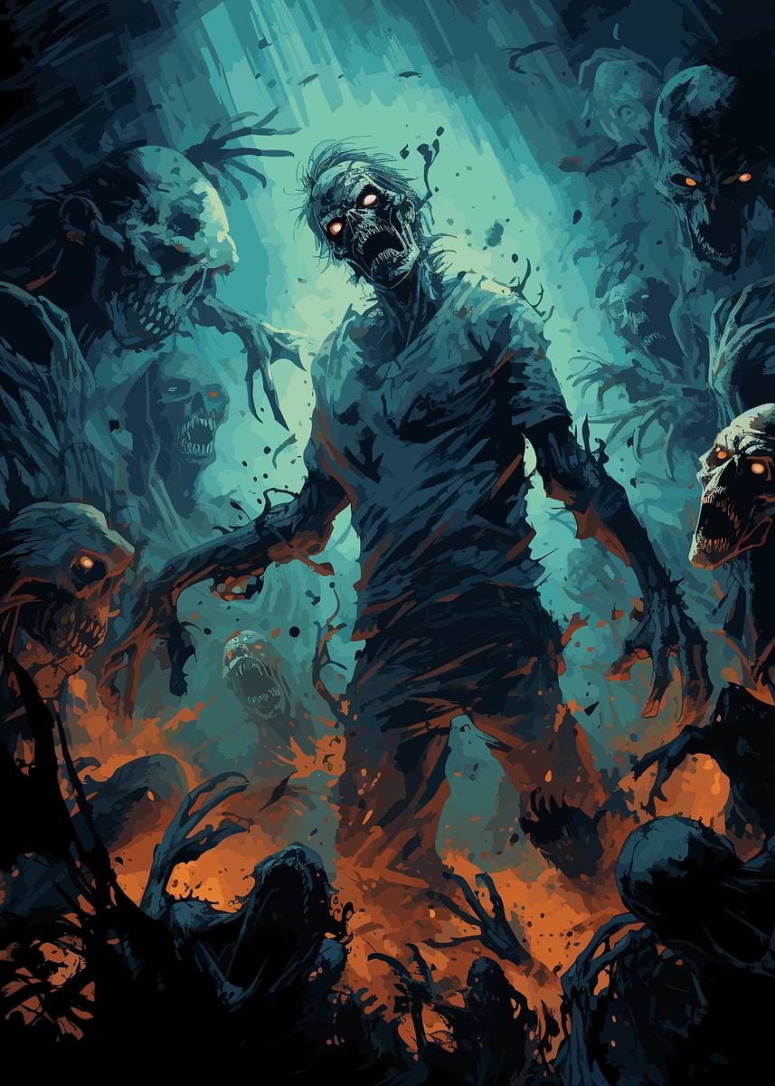 'Zombies In Hell' Poster, picture, metal print, paint by Anziehend ...