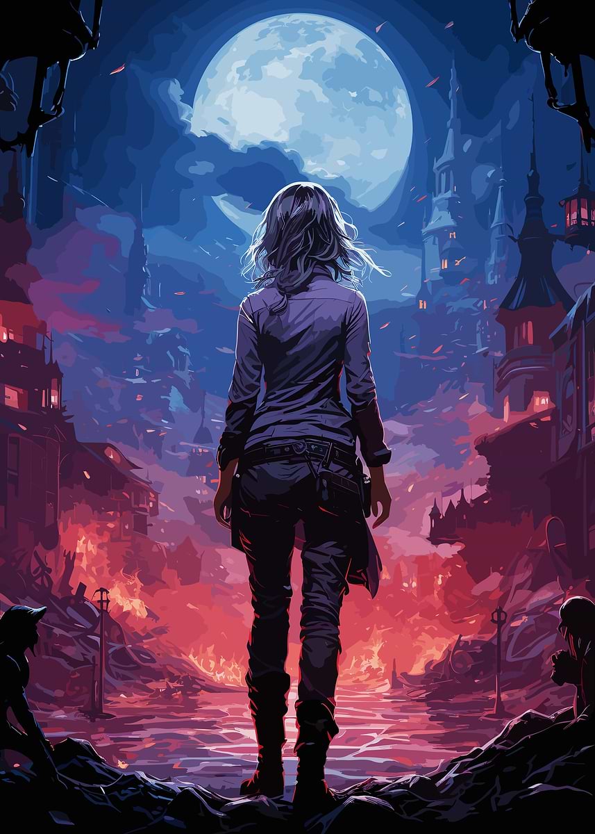 'Anime Girl Vampire Hunter' Poster, picture, metal print, paint by ...