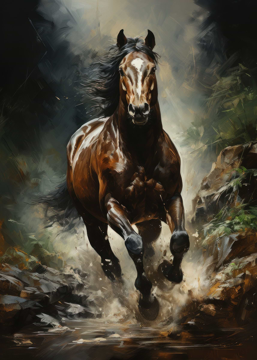 'Running wild mustang' Poster, picture, metal print, paint by Martin ...