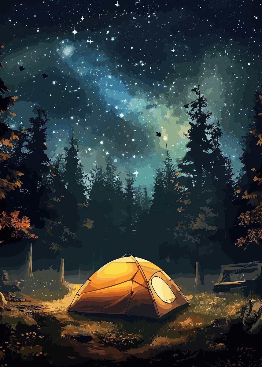 'Beautiful Camping Night' Poster, picture, metal print, paint by Ali ...
