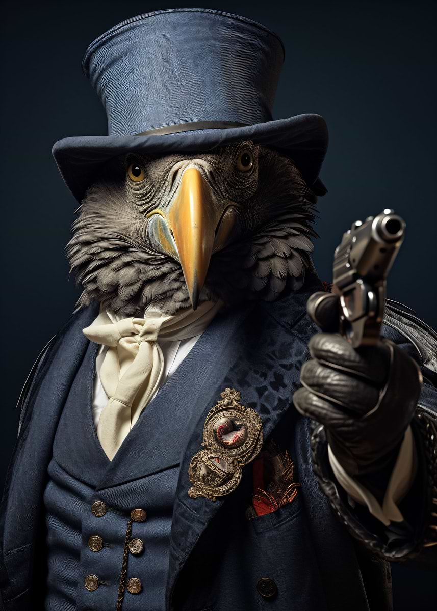 'Vintage Gangster Pigeon' Poster, picture, metal print, paint by ...
