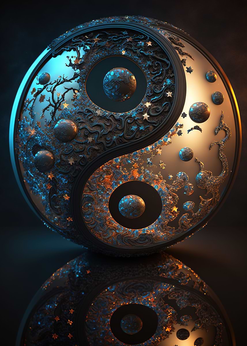 'Yin and Yang Balance' Poster, picture, metal print, paint by ElYUU ...
