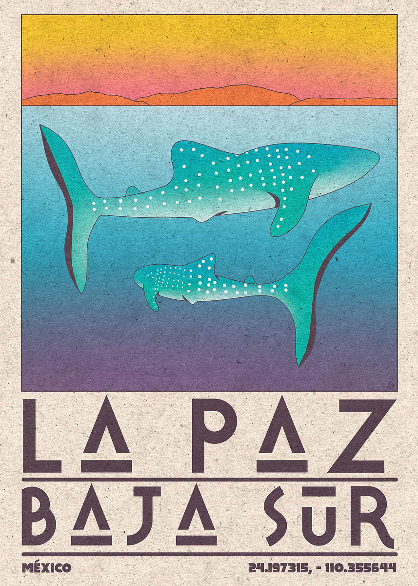 'La Paz Baja Sur' Poster, picture, metal print, paint by Jake Purcell ...