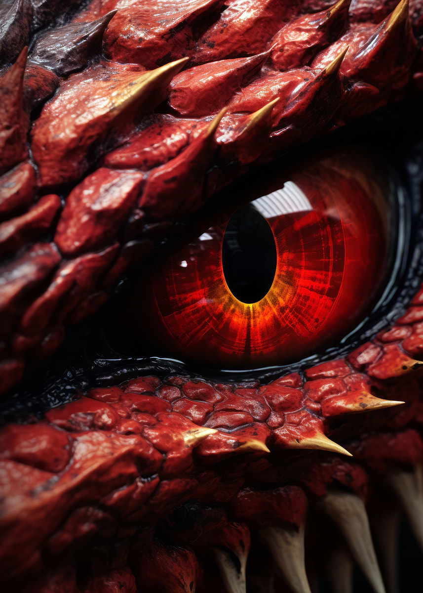 'Dragon Eye Red' Poster, picture, metal print, paint by Alisson | Displate