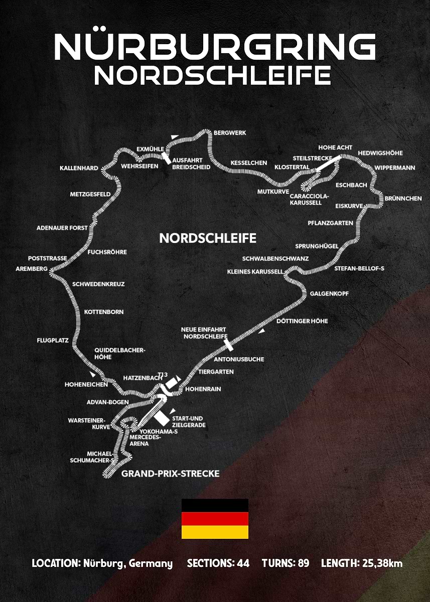 'Nurburgring Circuit' Poster, picture, metal print, paint by Candy ...