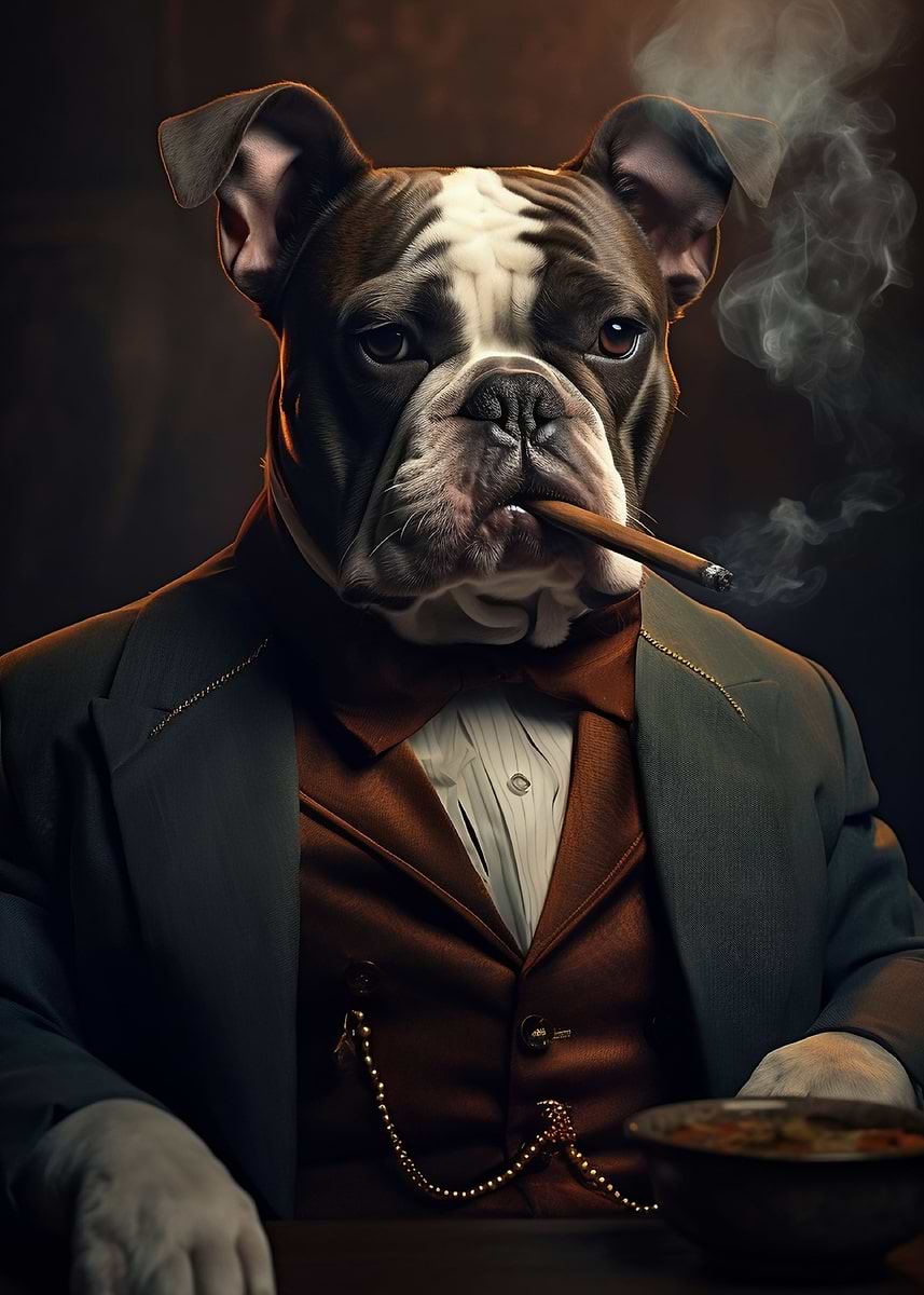 'Gangster Bulldog Cigar' Poster, picture, metal print, paint by ...