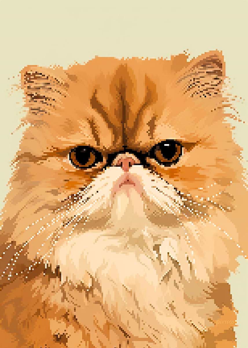 'Cute Persian Cat Pixel Art' Poster, picture, metal print, paint by ...