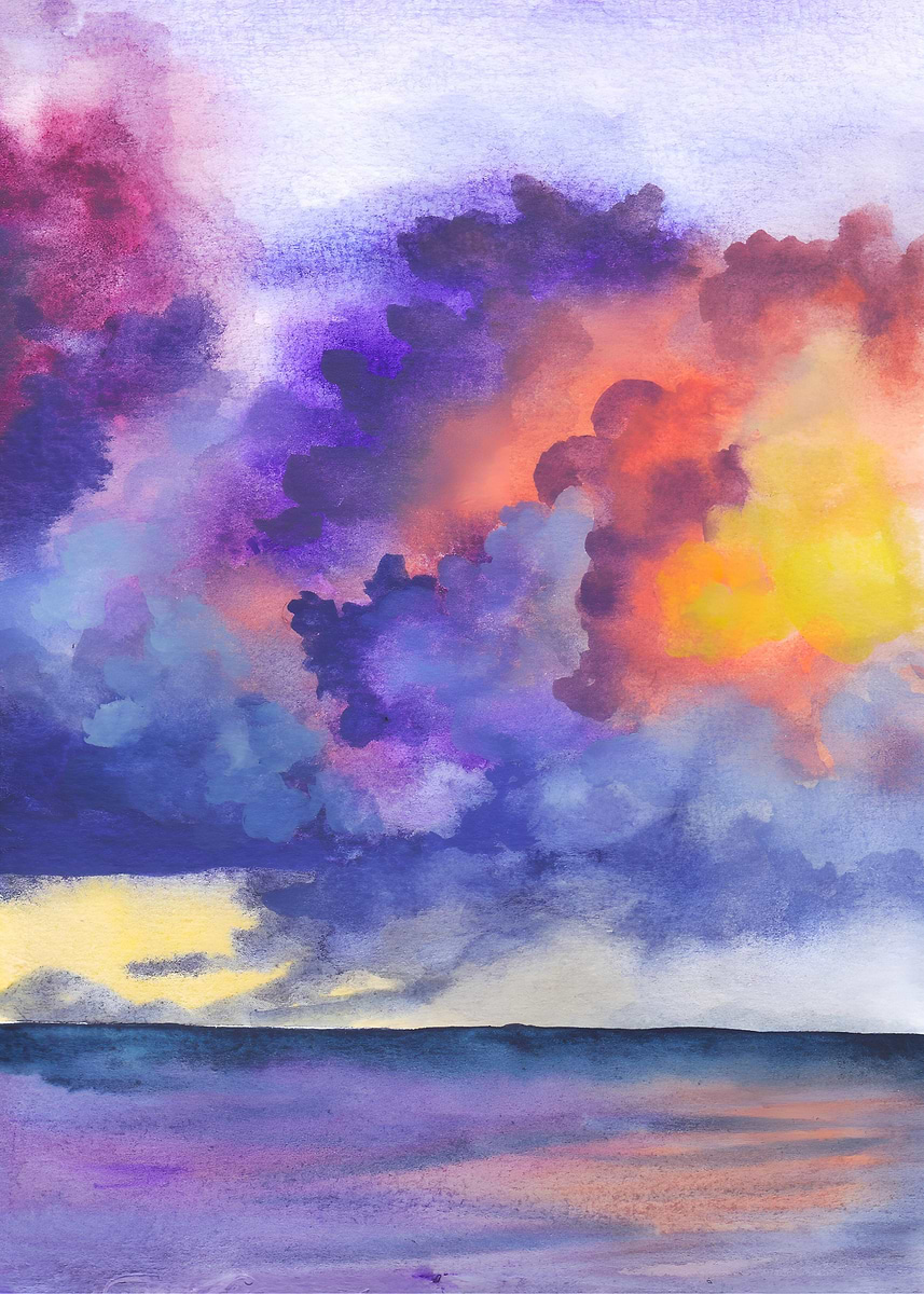 'Watercolor Colorful Cloud' Poster, picture, metal print, paint by ydha ...