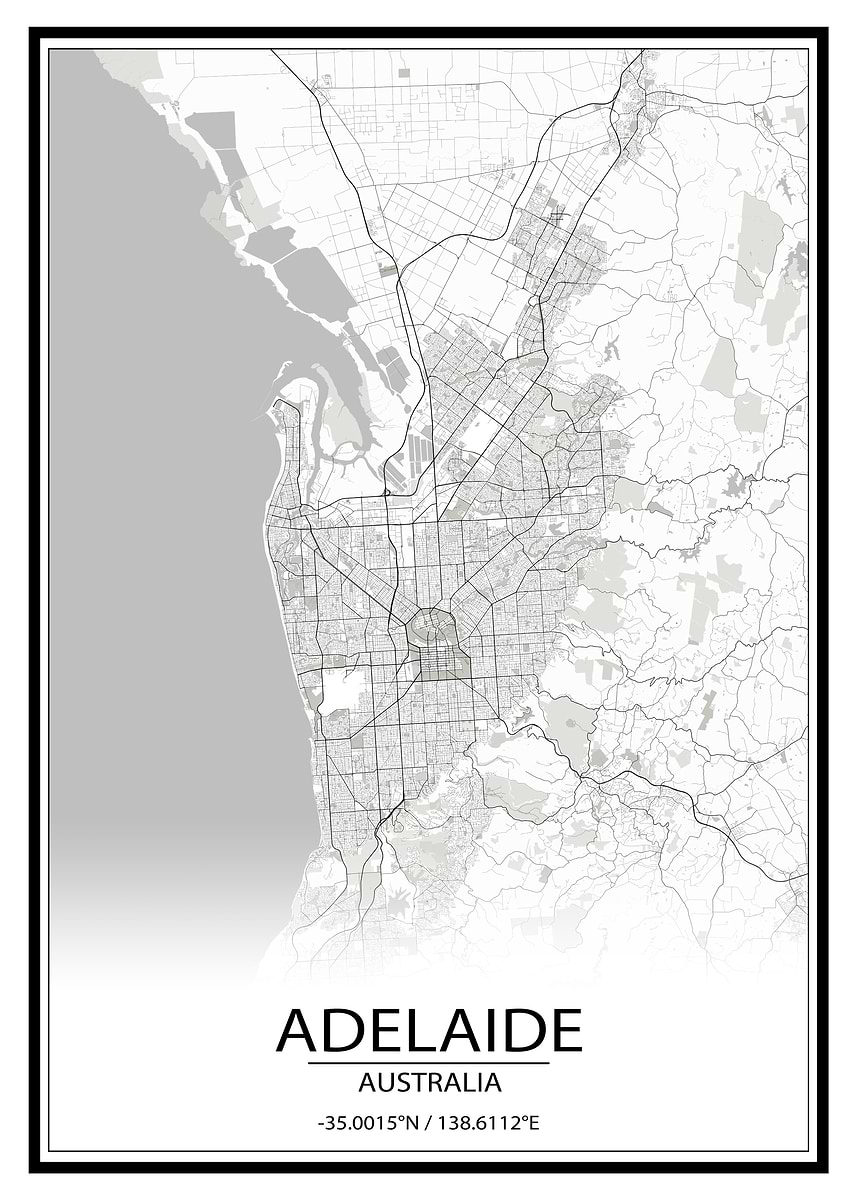 'Adelaide White City Map' Poster, picture, metal print, paint by Wall ...