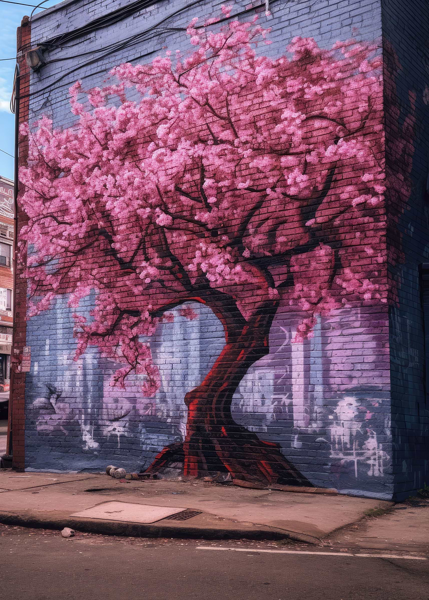 'Graffiti Cherry Blossom' Poster, picture, metal print, paint by ...