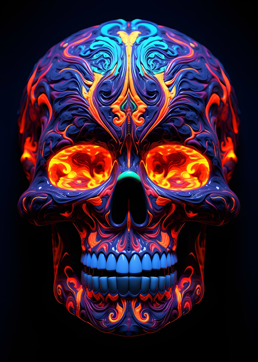 'Vibrant Colorful Skull' Poster, picture, metal print, paint by ...