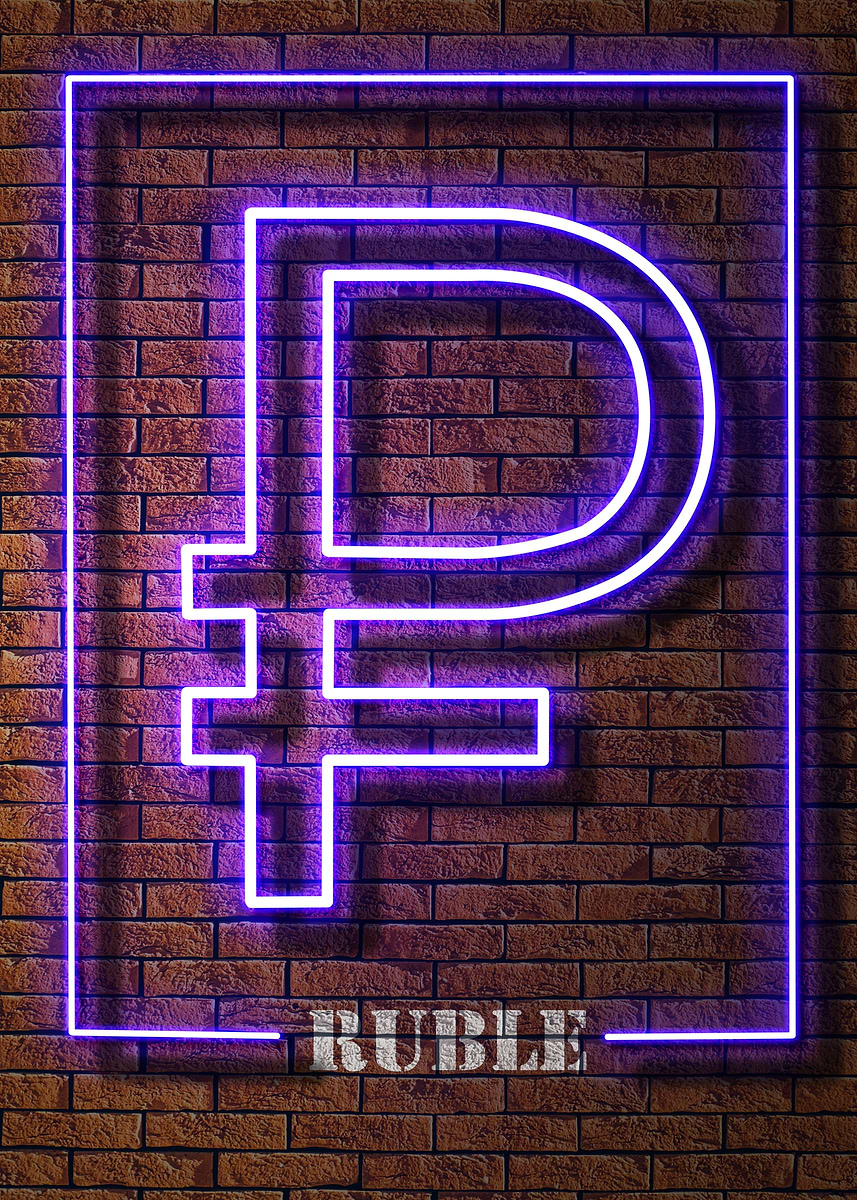 'NEON RUBLE SIGN' Poster, picture, metal print, paint by Abdull Obaa ...