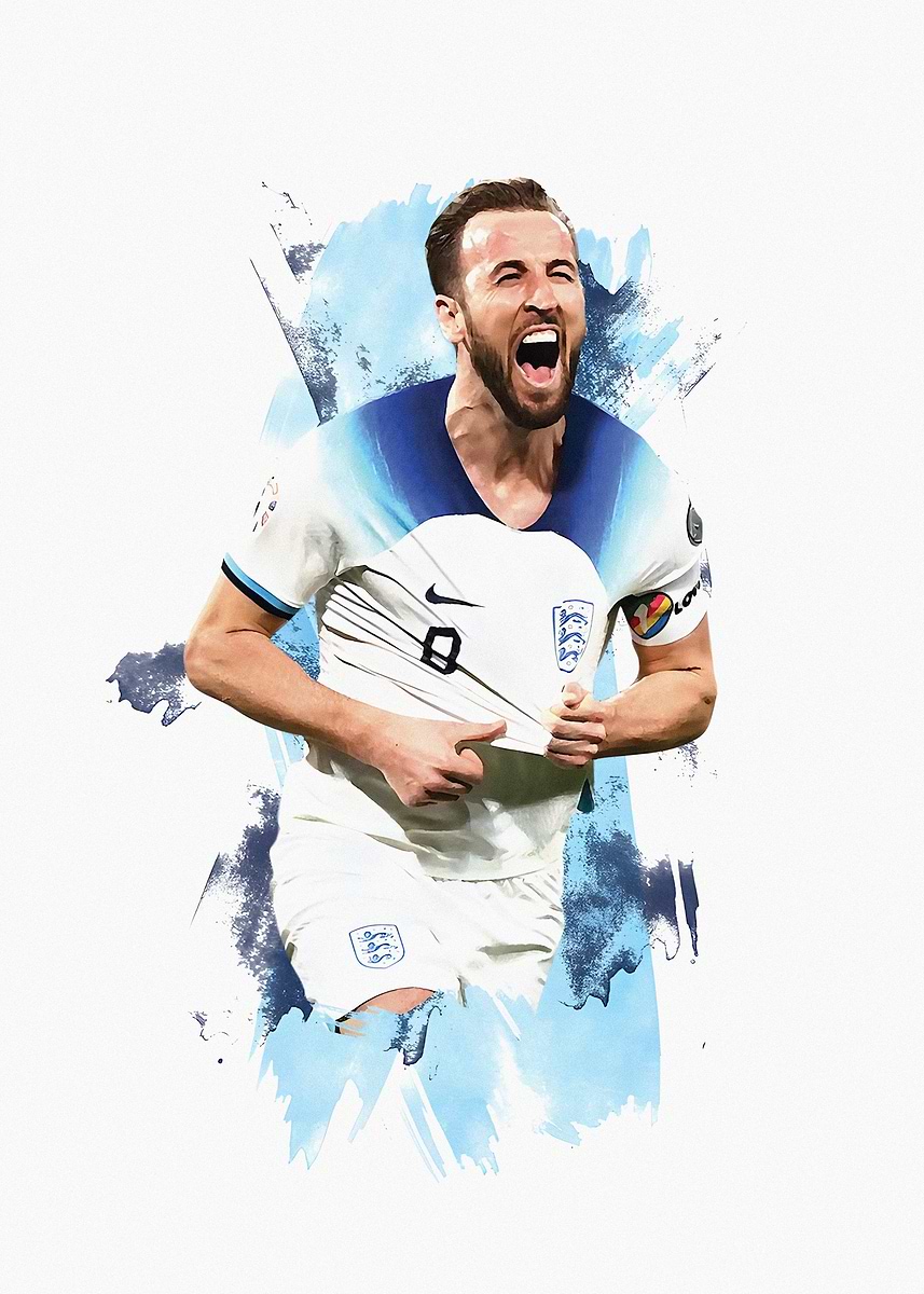 'Harry Kane England' Poster, picture, metal print, paint by Carlos ...