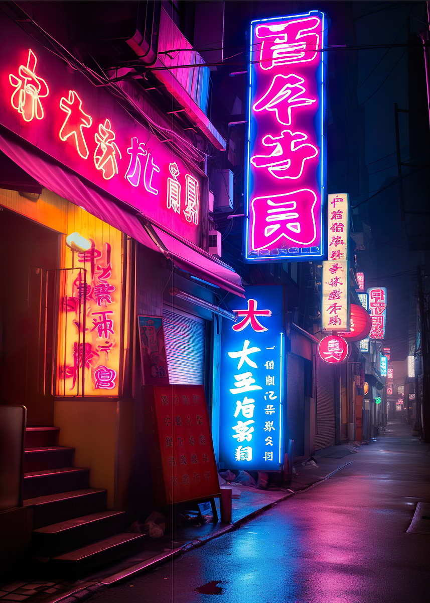 'Tokyo neon japanese' Poster, picture, metal print, paint by Rogue Eli ...
