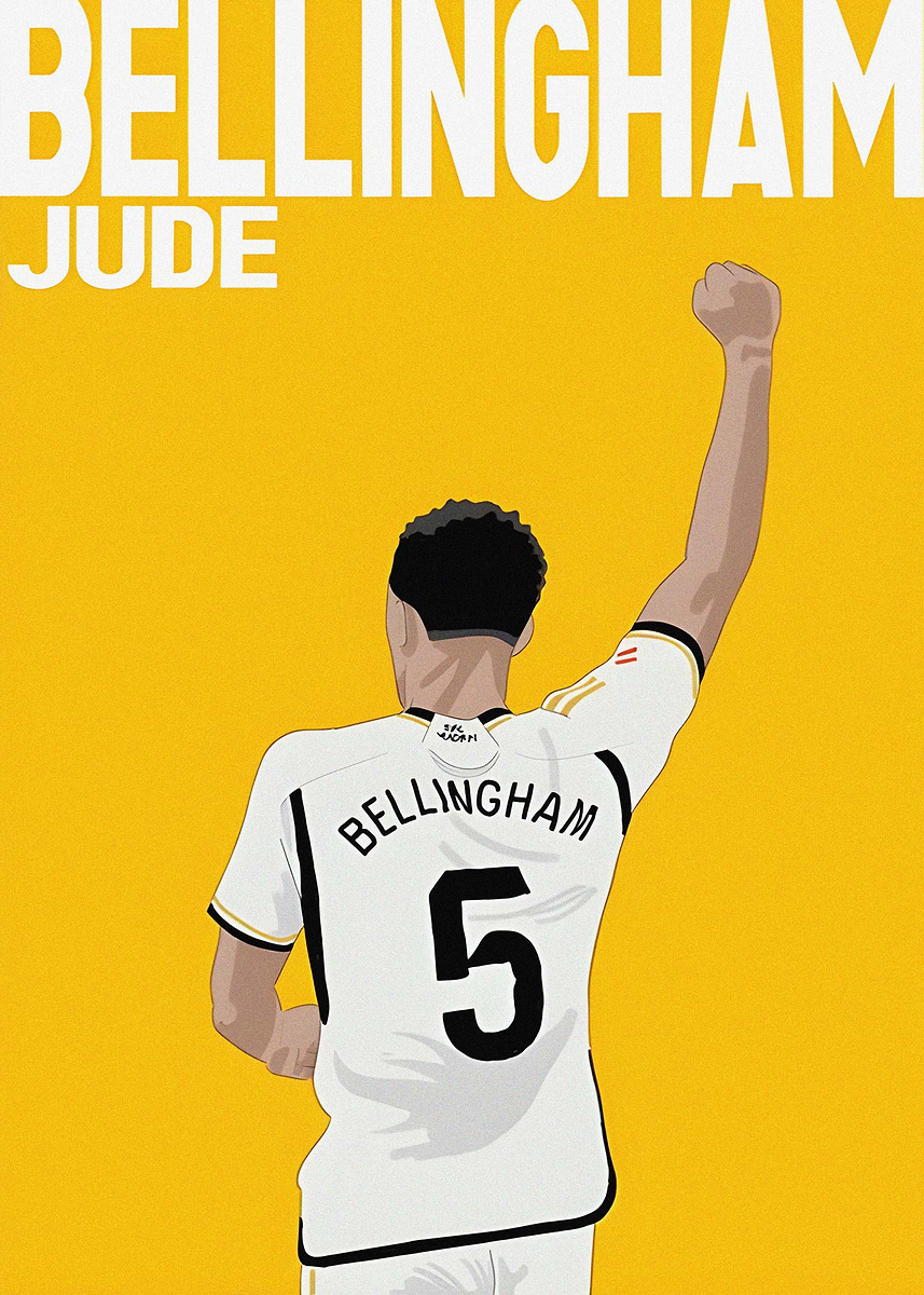 'Jude Bellingham Football' Poster, picture, metal print, paint by ...