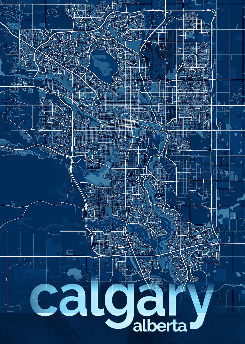 'Calgary City Map Art' Poster, picture, metal print, paint by Scott ...