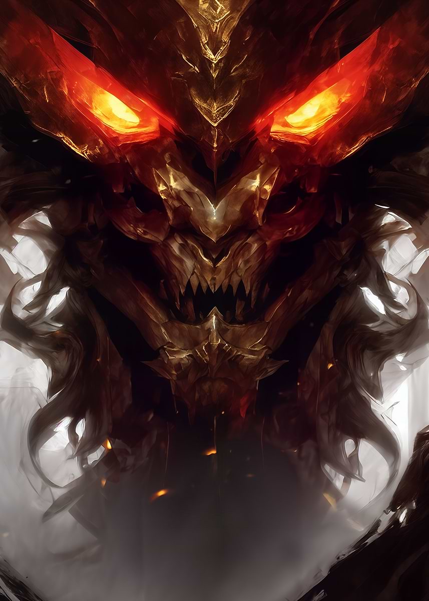 'Redeyed demon king' Poster, picture, metal print, paint by Lukasz ...