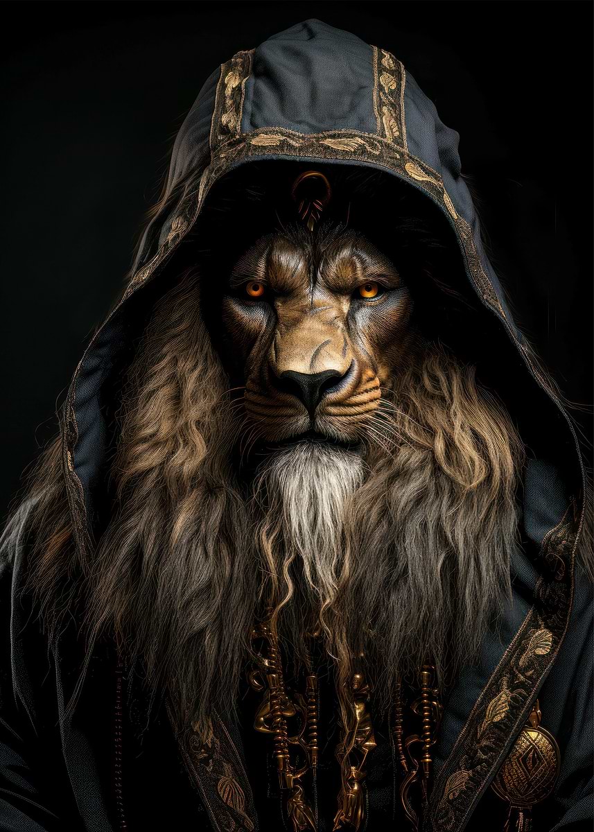 'lion wearing a hood' Poster, picture, metal print, paint by Adel S ...