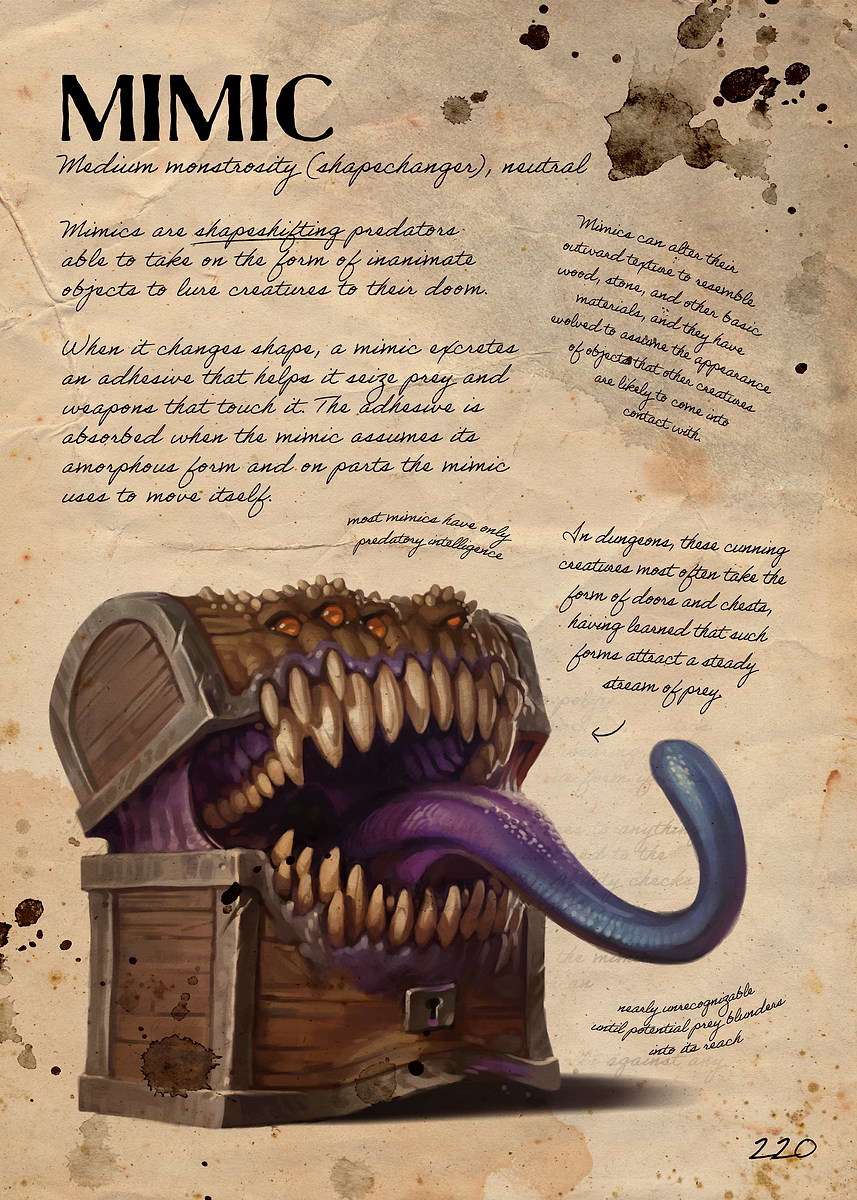 'Mimic Note' Poster, picture, metal print, paint by Dungeons and ...