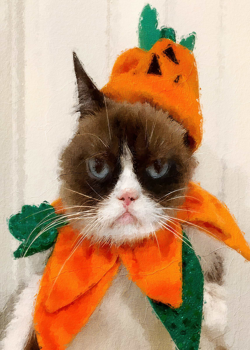 'Grumpy Cat Halloween Meme' Poster, picture, metal print, paint by Meme ...