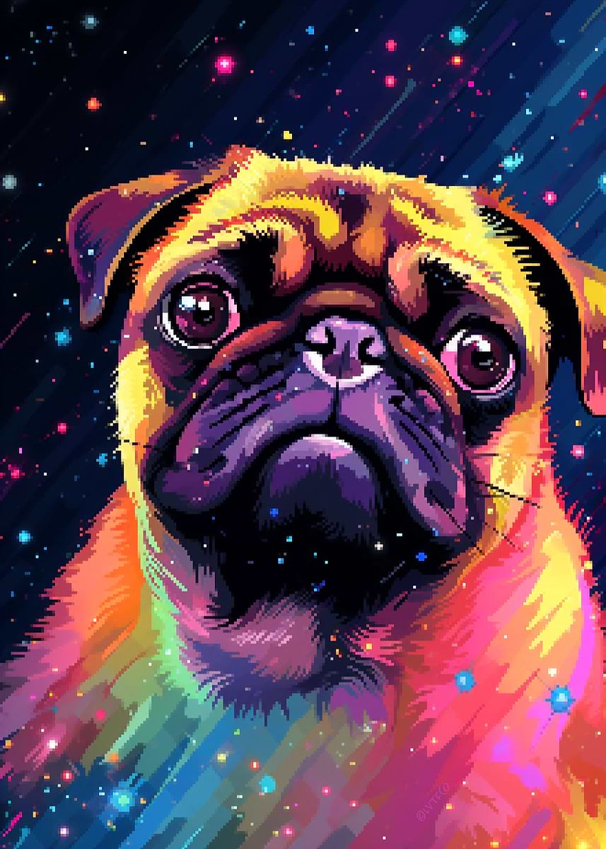 'Inspirational Space Pug' Poster, picture, metal print, paint by LVTFCO ...