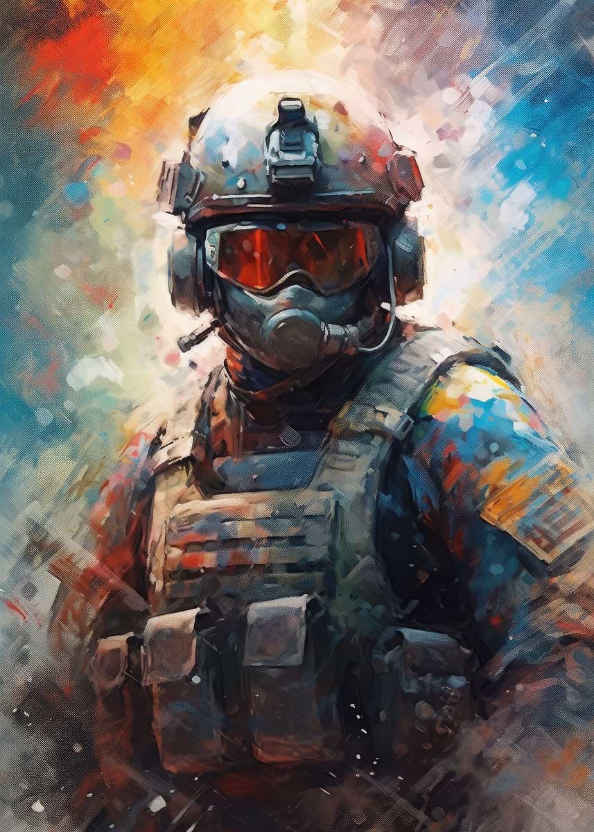'Special Force Soldier Pain' Poster, picture, metal print, paint by ...