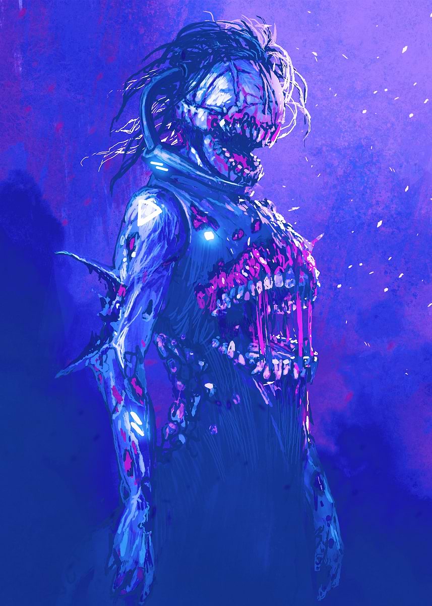 'Creepy Zombie with Bloody ' Poster, picture, metal print, paint by ...