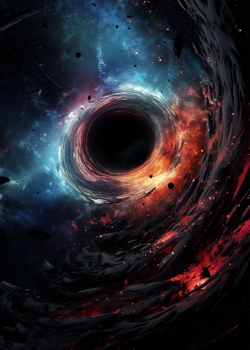 'Black Hole Devouring a Pla' Poster, picture, metal print, paint by ...