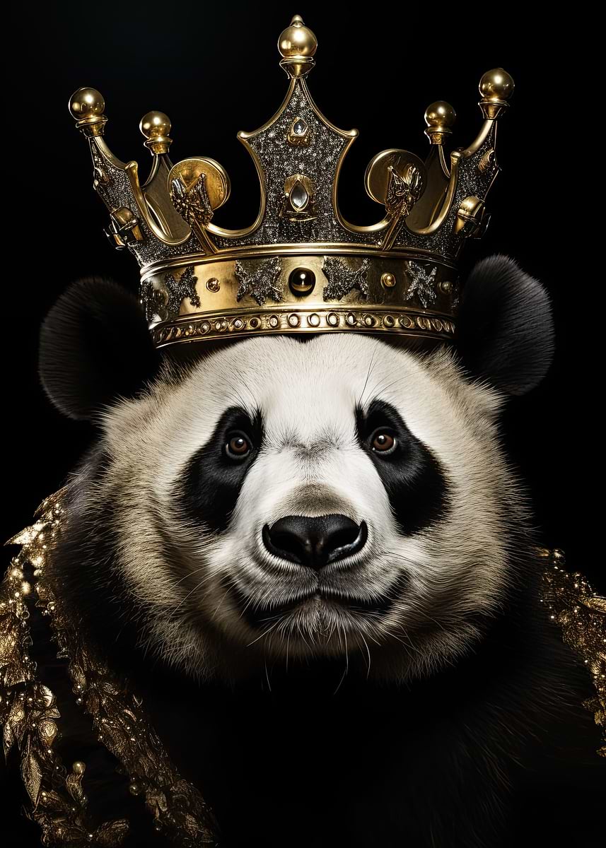 'King Panda Black Gold' Poster, picture, metal print, paint by Zake ...