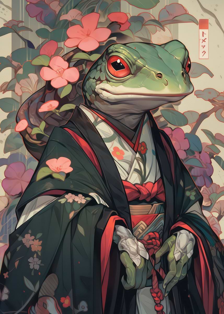 'Edo Frog Geisha' Poster, picture, metal print, paint by Tomasz Dąbek ...