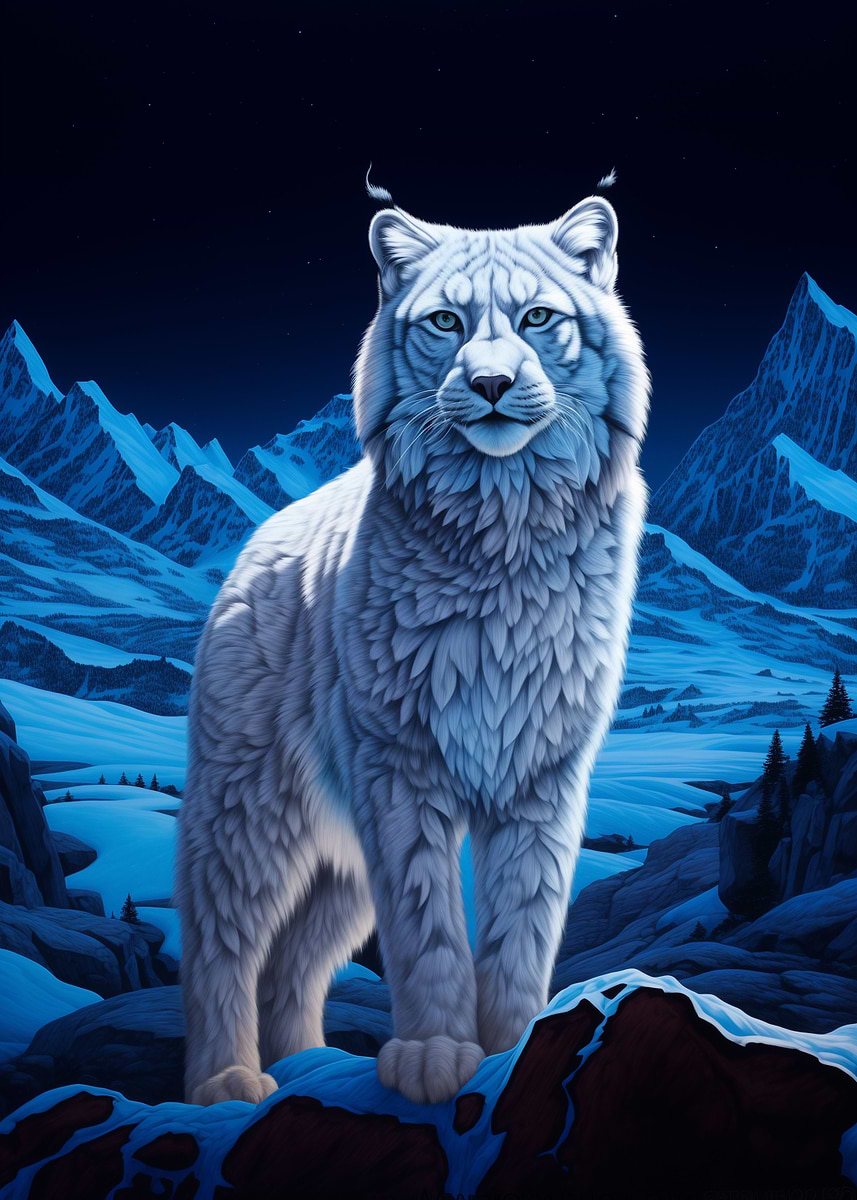 'Silver Sentinel Lynx' Poster, picture, metal print, paint by Stellar ...