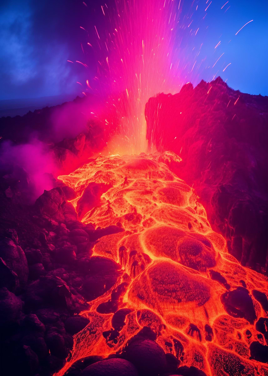 'Flowing Volcano Lava ' Poster, picture, metal print, paint by ...