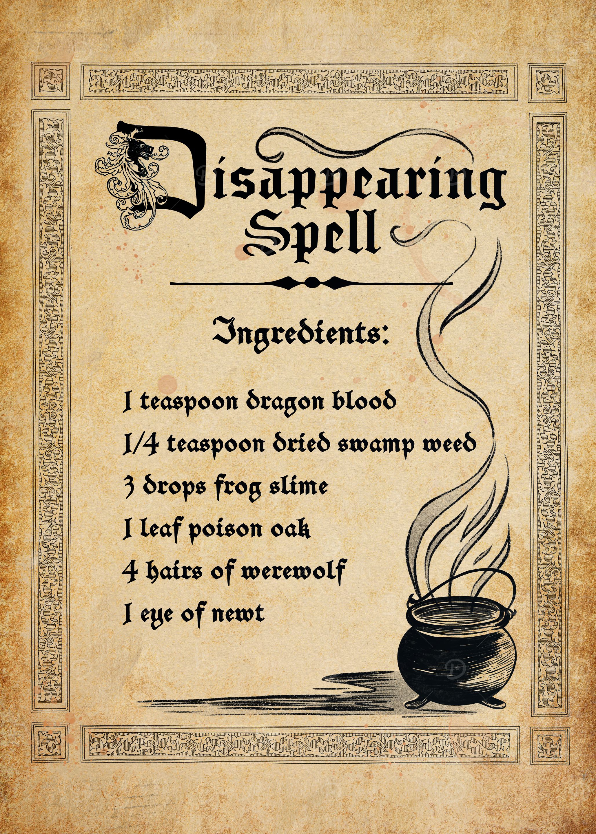 'Disappearing spell page' Poster, picture, metal print, paint by ...