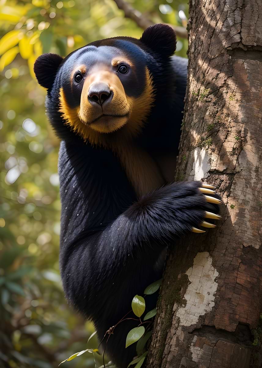 'Sun Bear Climbs a tree' Poster, picture, metal print, paint by Ayen ...