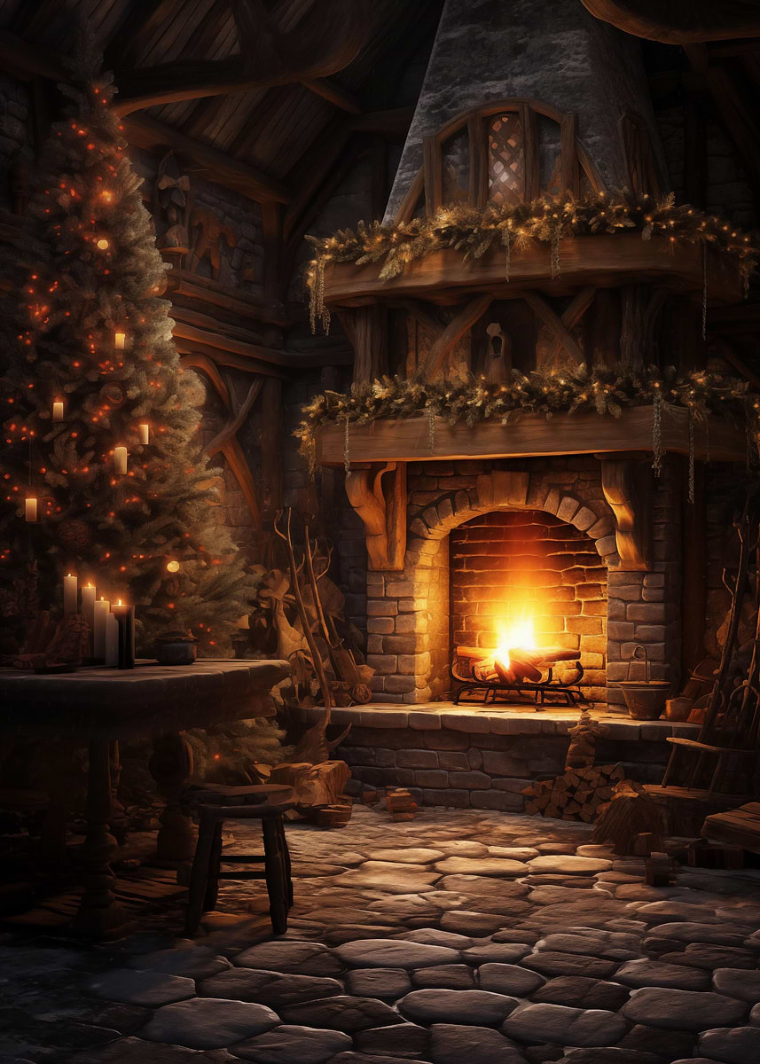 'Christmas fire' Poster, picture, metal print, paint by AI Art ...