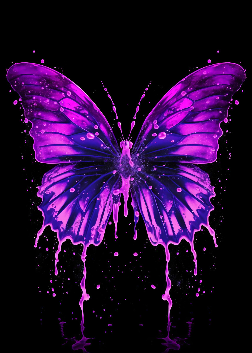 'Neon Purple Butterfly' Poster, picture, metal print, paint by ...