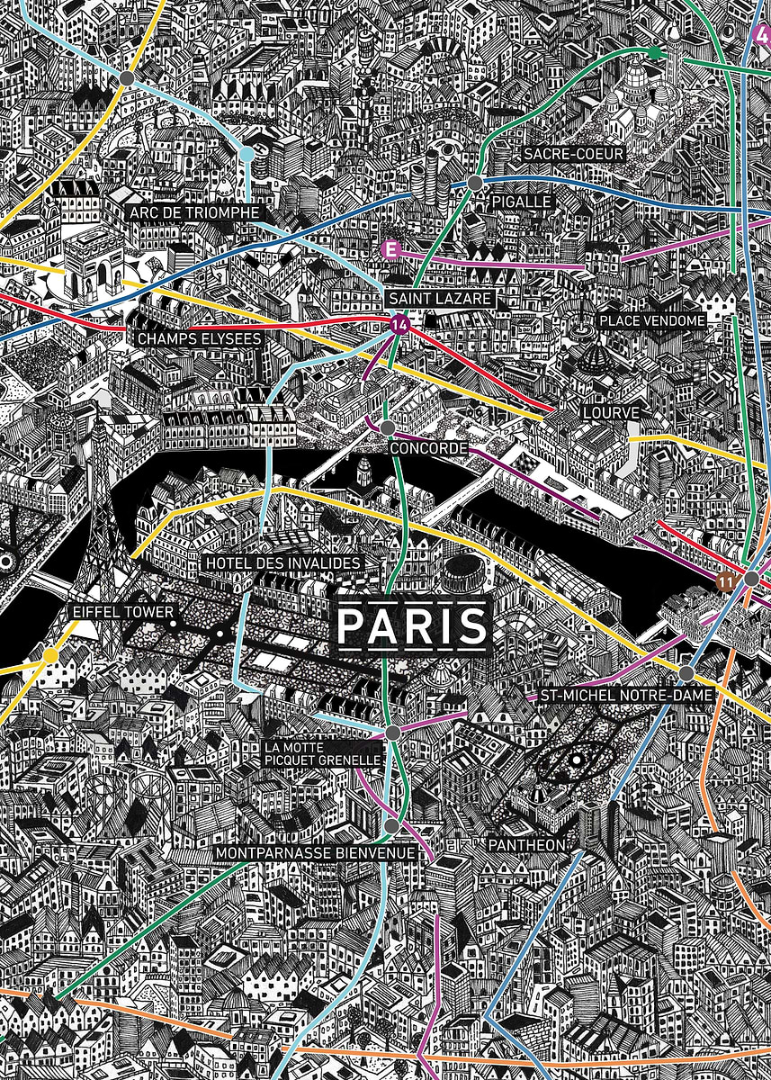 'Paris France street map' Poster, picture, metal print, paint by Oliver ...