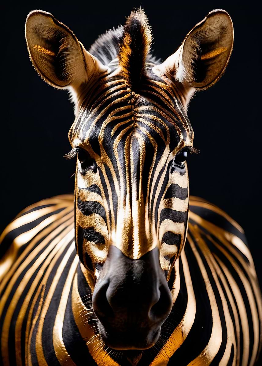 'black and gold zebra ' Poster, picture, metal print, paint by m5 ...