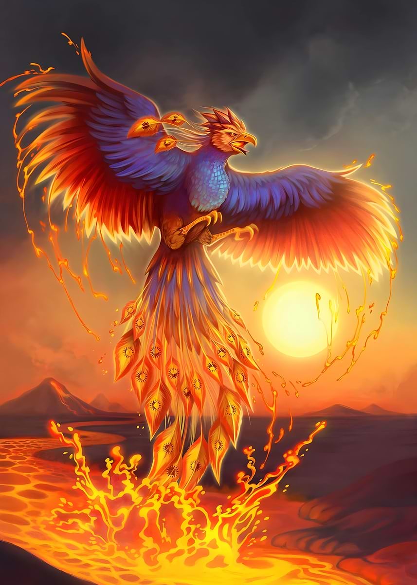 'Phoenix mythology fire art' Poster, picture, metal print, paint by ...