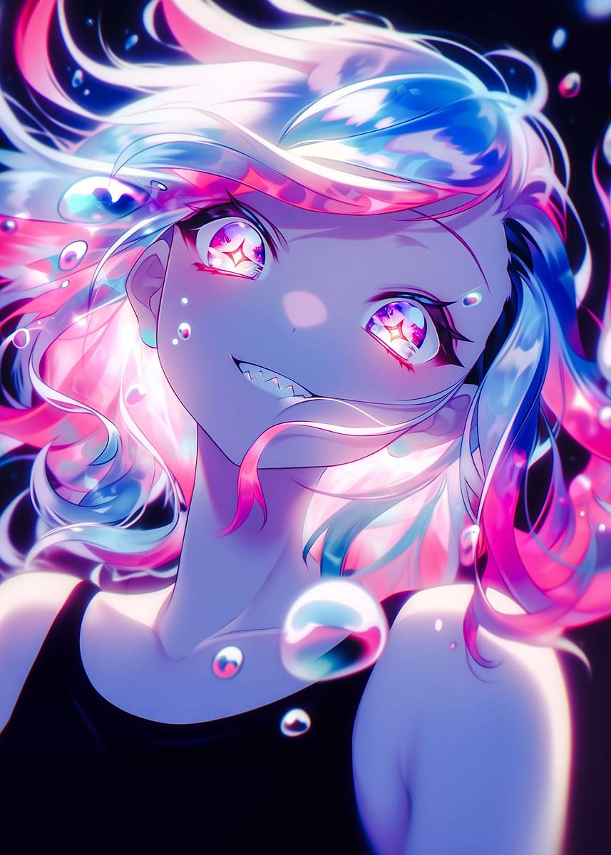 'Cute Bright Anime Girl' Poster, picture, metal print, paint by Vizio ...