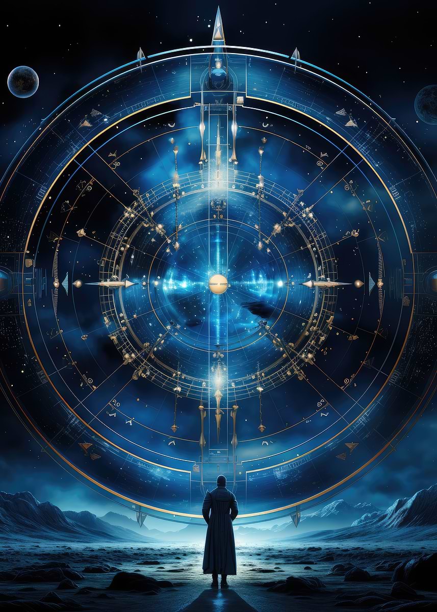 'Blue time machine wheel' Poster, picture, metal print, paint by Steven ...